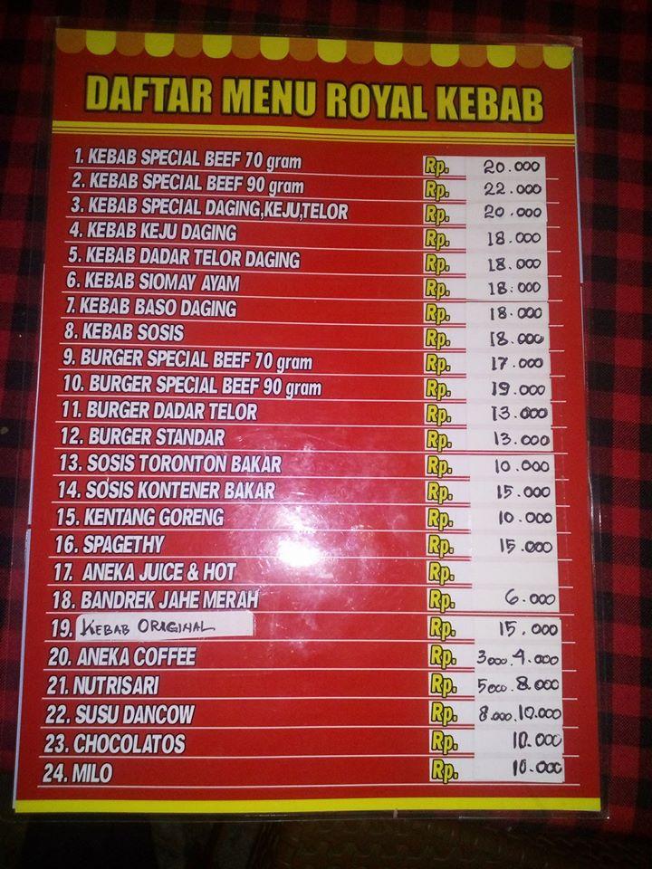 Menu at Royal Kebab Subang restaurant, Subang