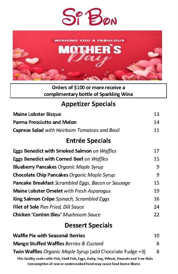 Carta del pub y bar Si Bon, Rancho Mirage