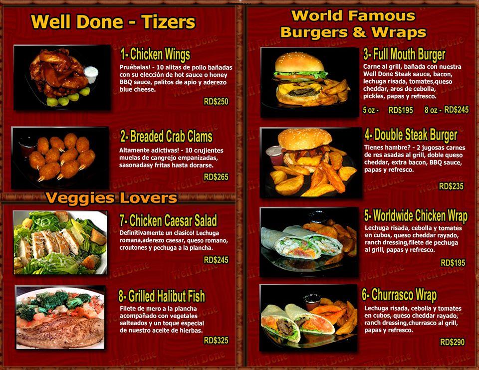 Menu at Well Done Express steakhouse, Santo Domingo