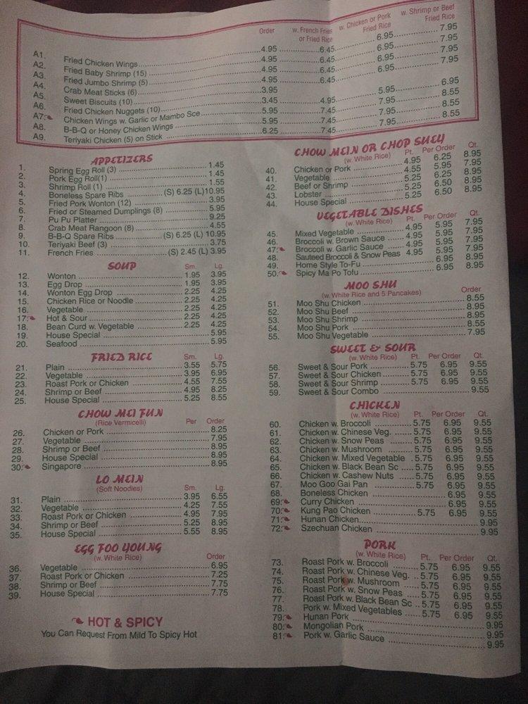 Menu at Yums Chinese Food restaurant, Avon Park