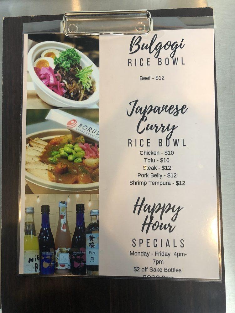 Menu at Boru Boru - Sushi Burrito + Ramen + Bowl restaurant, Tallahassee