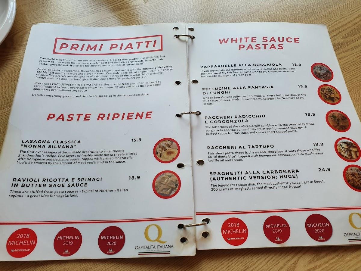 Menu at Brera Restaurant, Seoul, Seoul