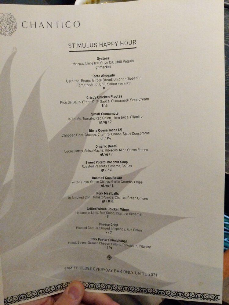 Menu at Chantico Mexican Restaurant Phoenix, Phoenix