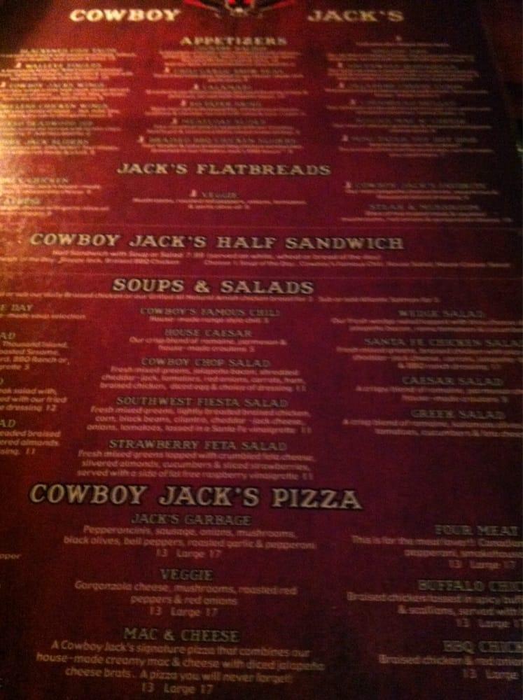 Menu at Cowboy Jacks Bloomington pub & bar, Bloomington, Southtown Dr