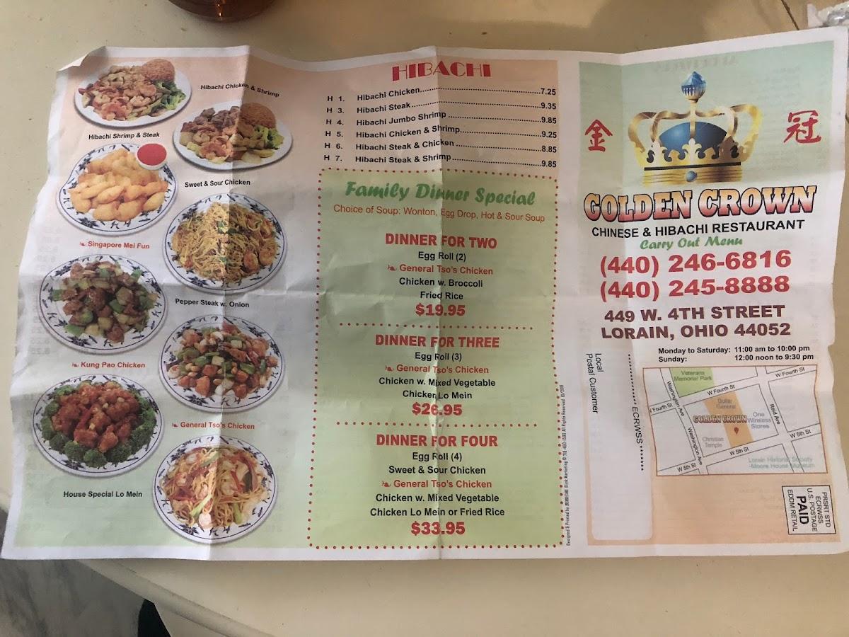 Menu at Golden Crown Chinese Restaurant, Lorain