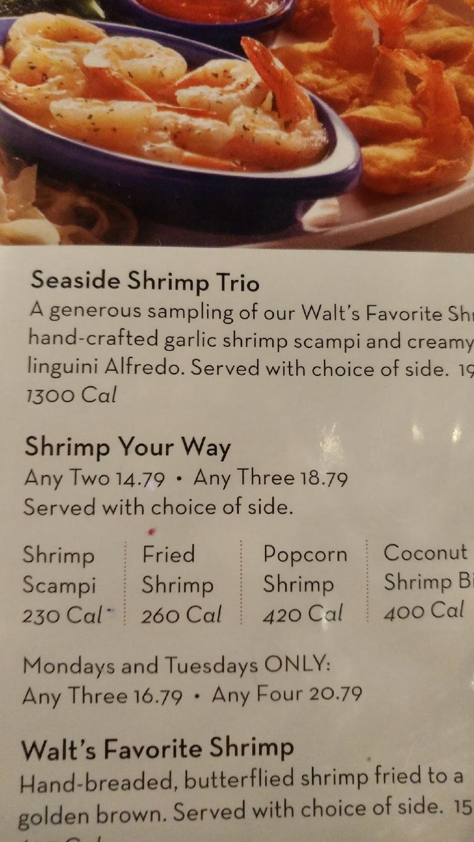 Menu at Red Lobster restaurant, Gainesville, 6910 W Newberry Rd NEAR