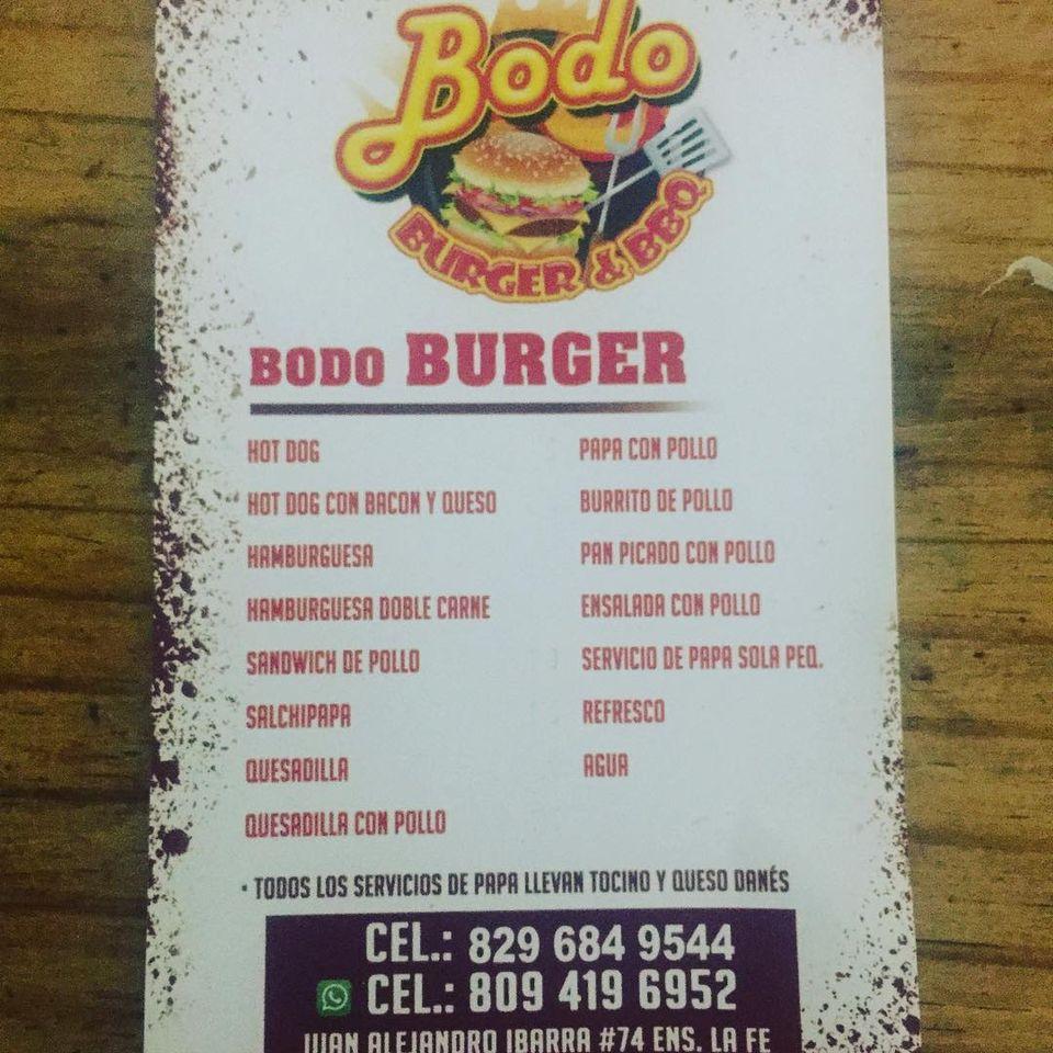 Menu at Bodo Parrillada, Santo Domingo