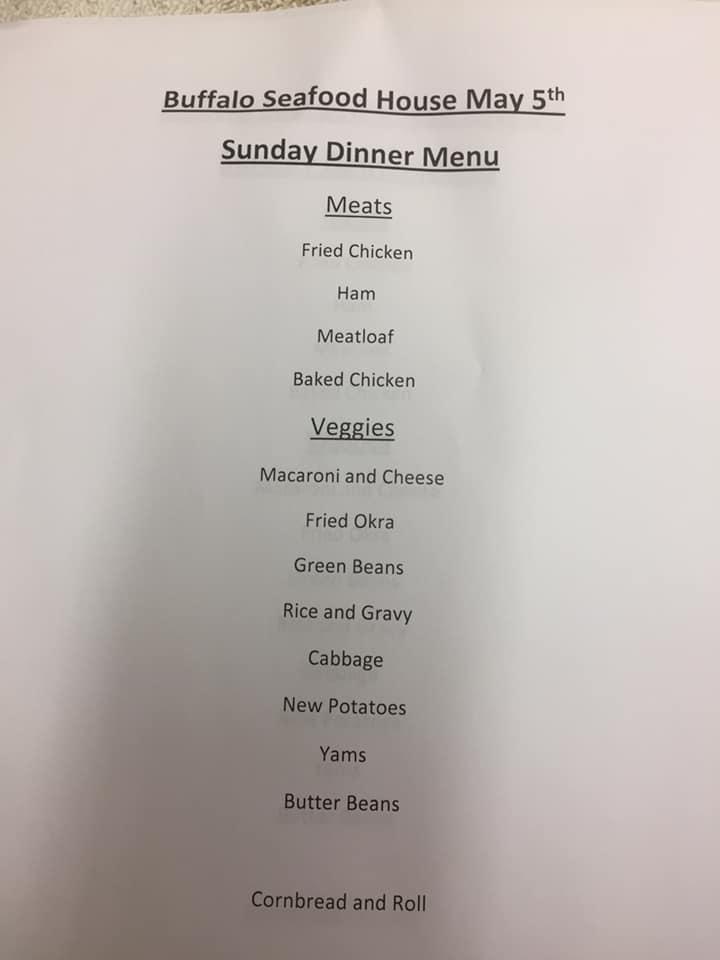 Menu at Buffalo Seafood House restaurant, Buffalo