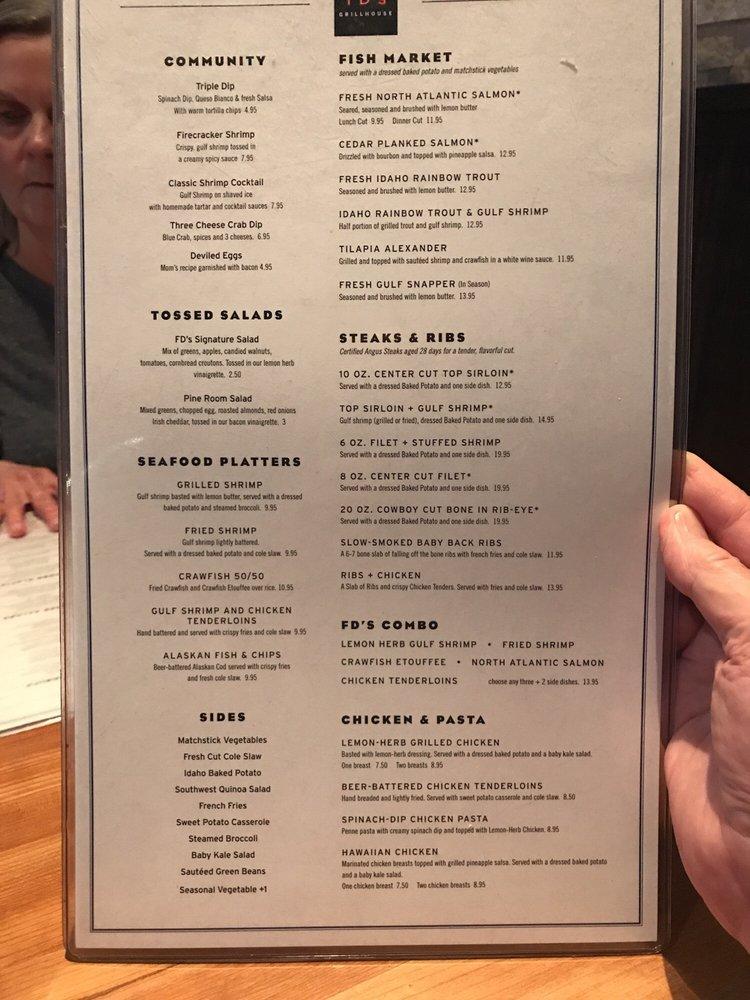 Menu at FD's Grillhouse steakhouse, Tyler, S Broadway Ave #494
