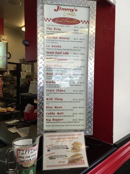 Menu at Jimmy's Classic Drive-In restaurant, Grants Pass