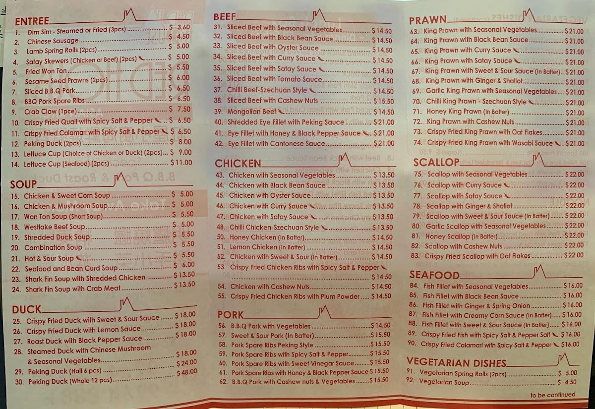 Menu at Red House Asian Kitchen restaurant, Scoresby