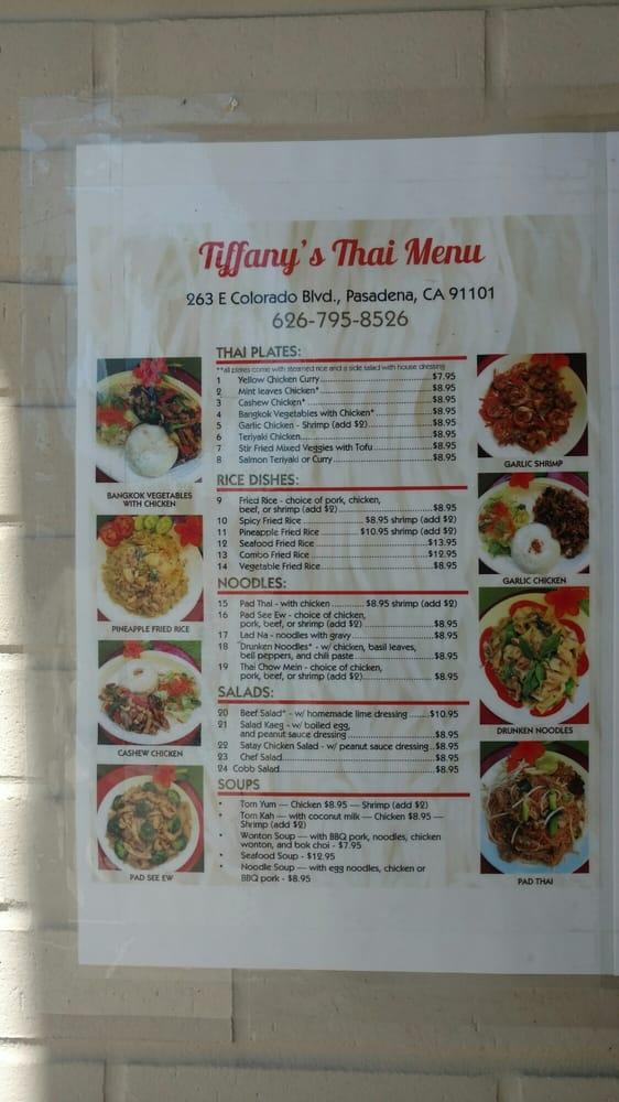 Menu at Tiffany's Coffee restaurant, Pasadena