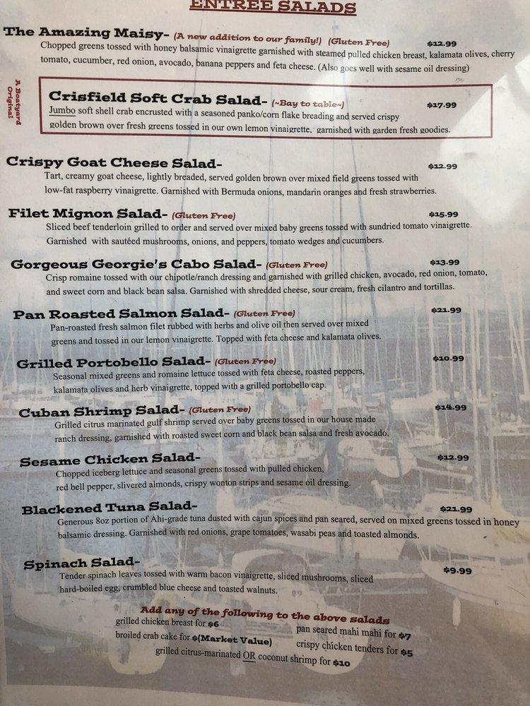 Menu at Boatyard Bar & Grill, Annapolis