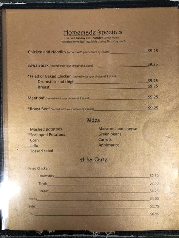 Menu at Nicole's Restaurant, Bicknell
