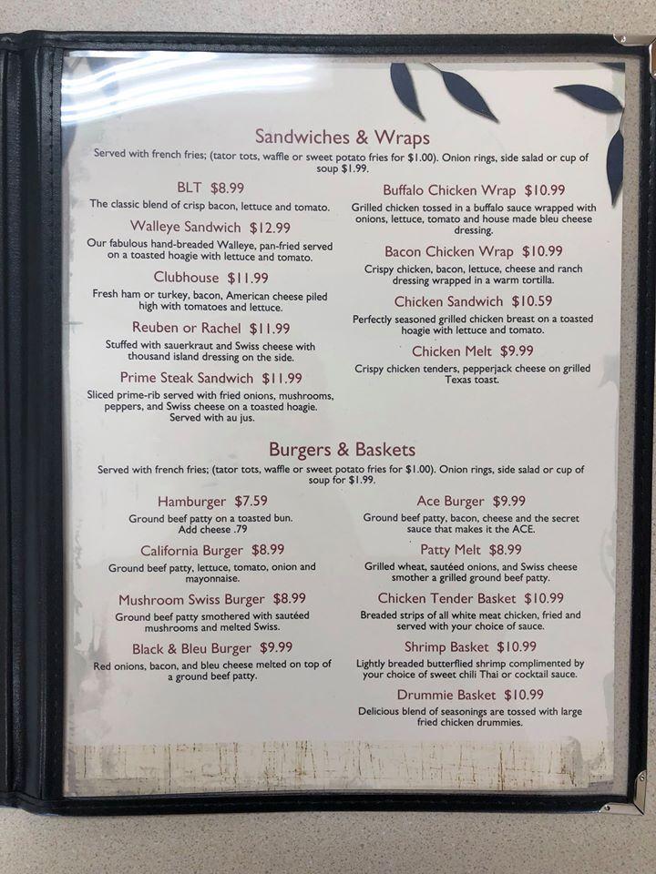 Menu at PJ’s On The Lake restaurant, Avon