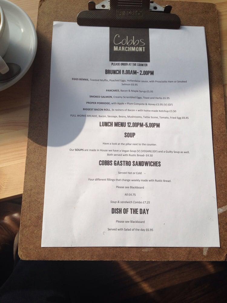 Menu at RedBox Marchmont cafe, Edinburgh