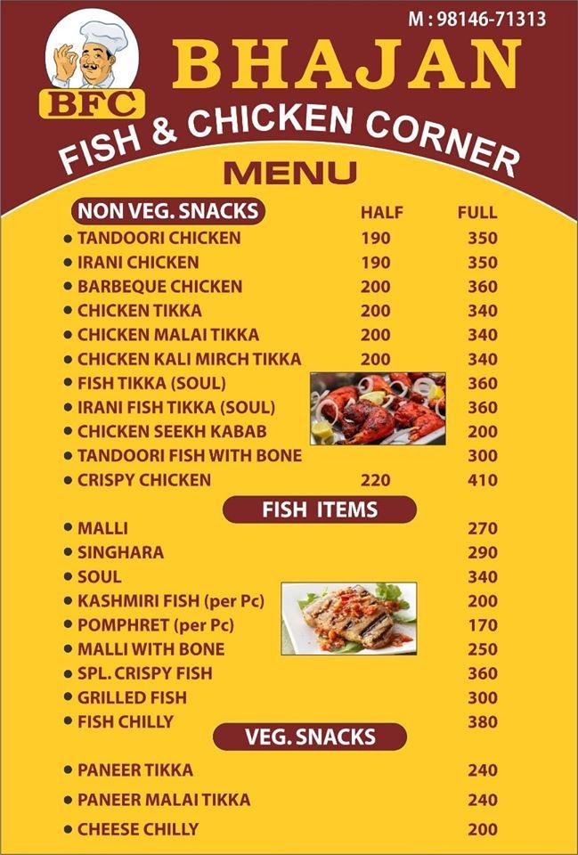 Menu at Bhajan Fish Chicken Corner, Jalandhar, 7