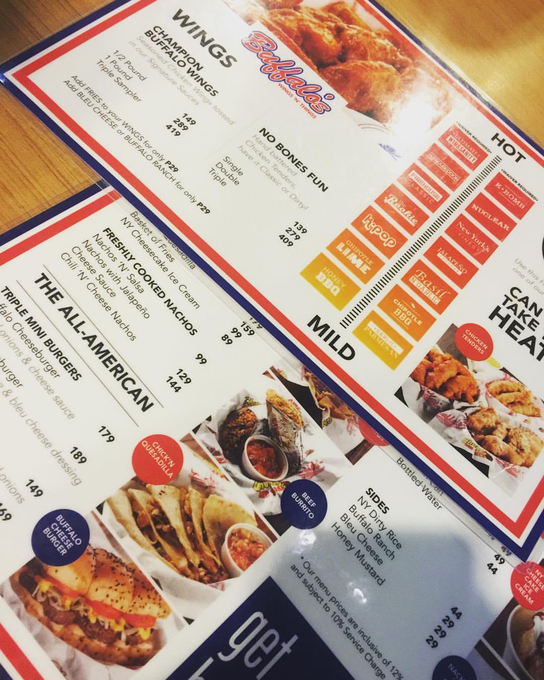 Menu at Buffalo’s Wings N' Things restaurant, Quezon City, M24G+MRC