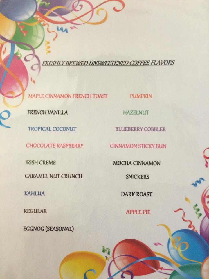 Menu at Dippin' Donuts, Warren