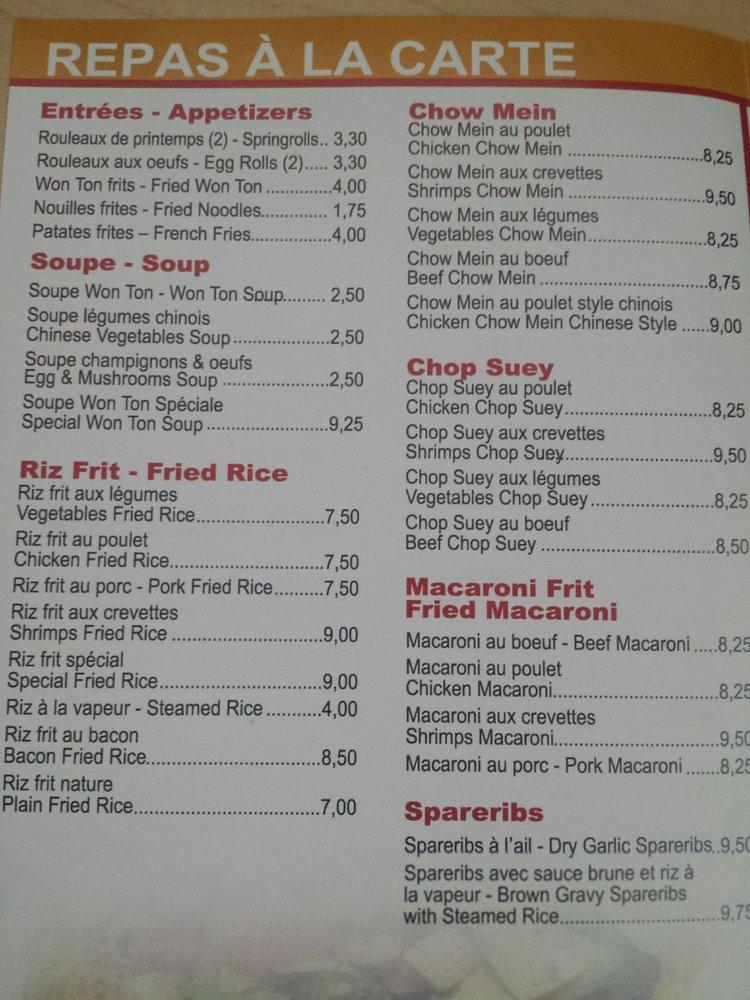 Menu au Buffet Maison Lim restaurant, Repentigny