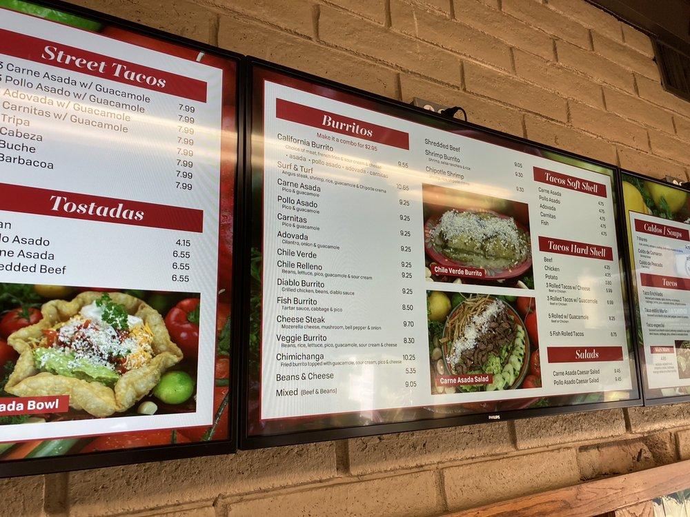 Menu at Palmitos Mexican Eatery restaurant, San Diego