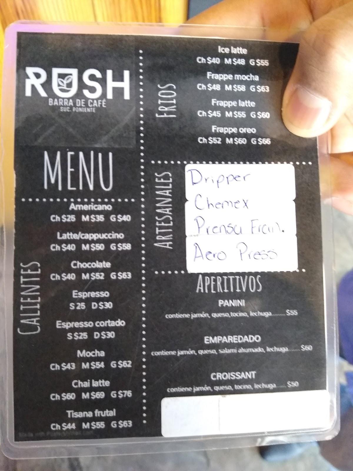 Menu at Rush Barra de Café - Suc. Casa de Justicia, Ciudad del Carmen
