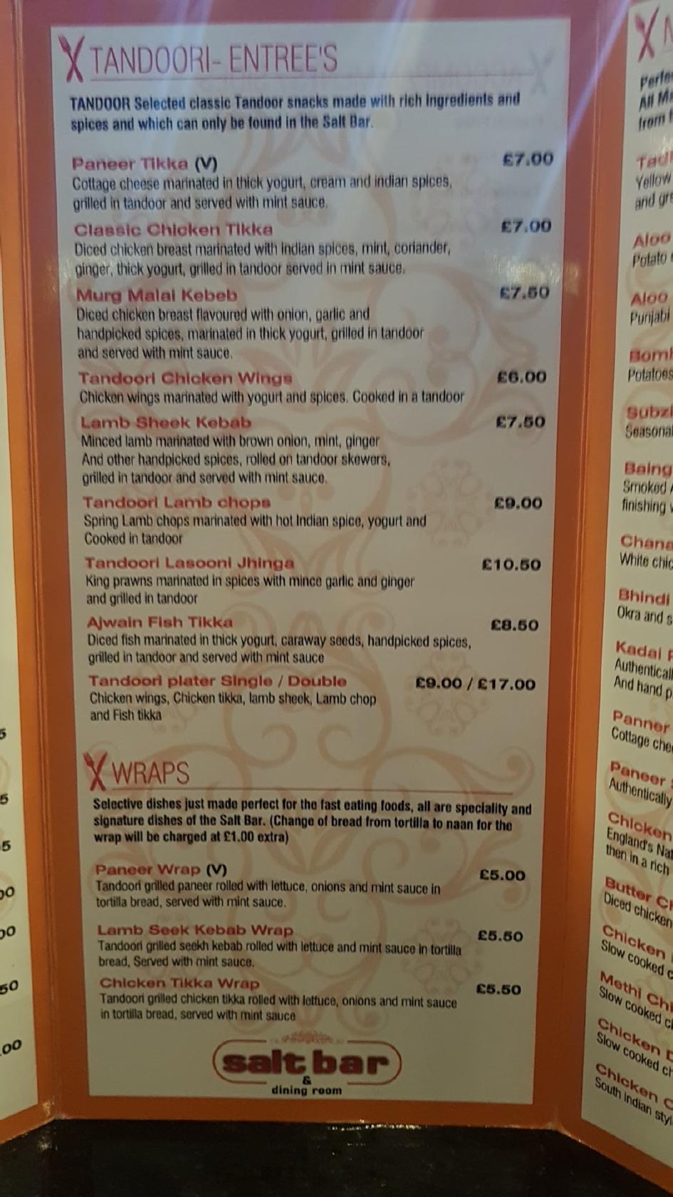 Menu at Salt Bar Restaurant, Harrow, 1 Roxeth Hill
