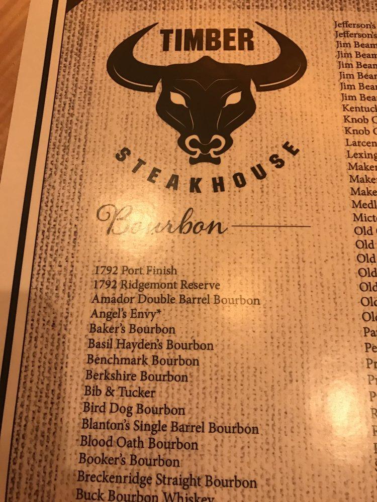 Menu at Timber steakhouse, Portland