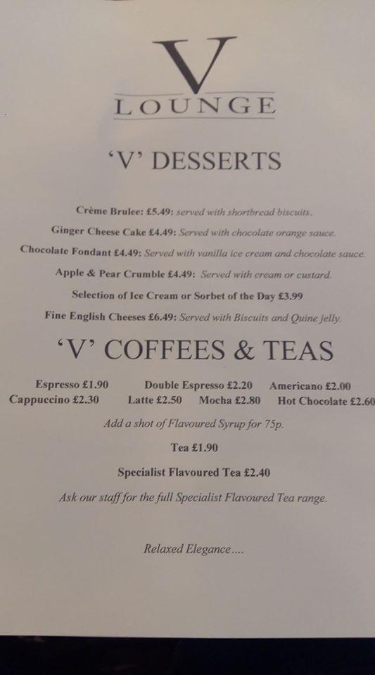 Menu at V Lounge pub & bar, Banbury