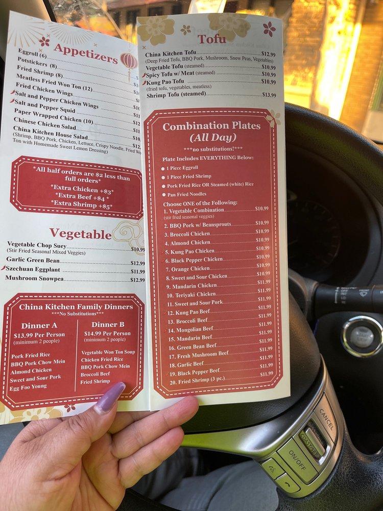 Menu at China Kitchen restaurant, Fowler