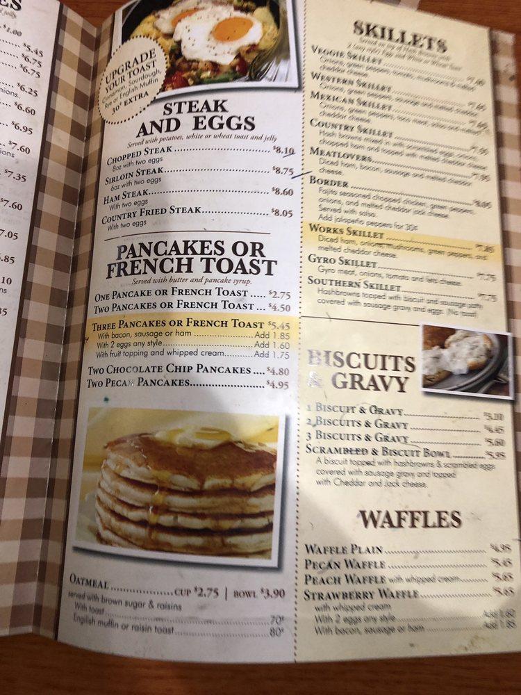 Menu at Frontier Cafe, Grinnell