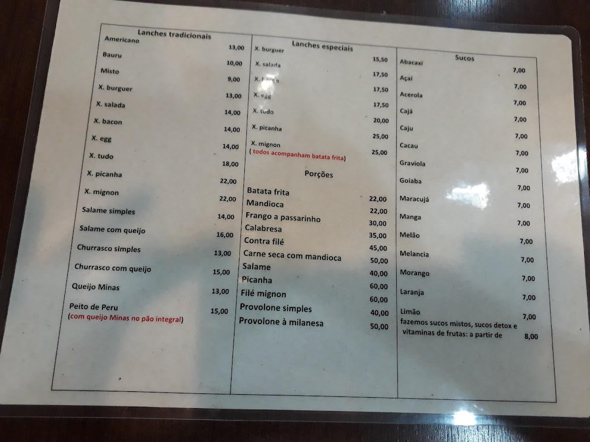 Menu at Lanchonete Maçã Verde restaurant, São Paulo, R. Pais Leme