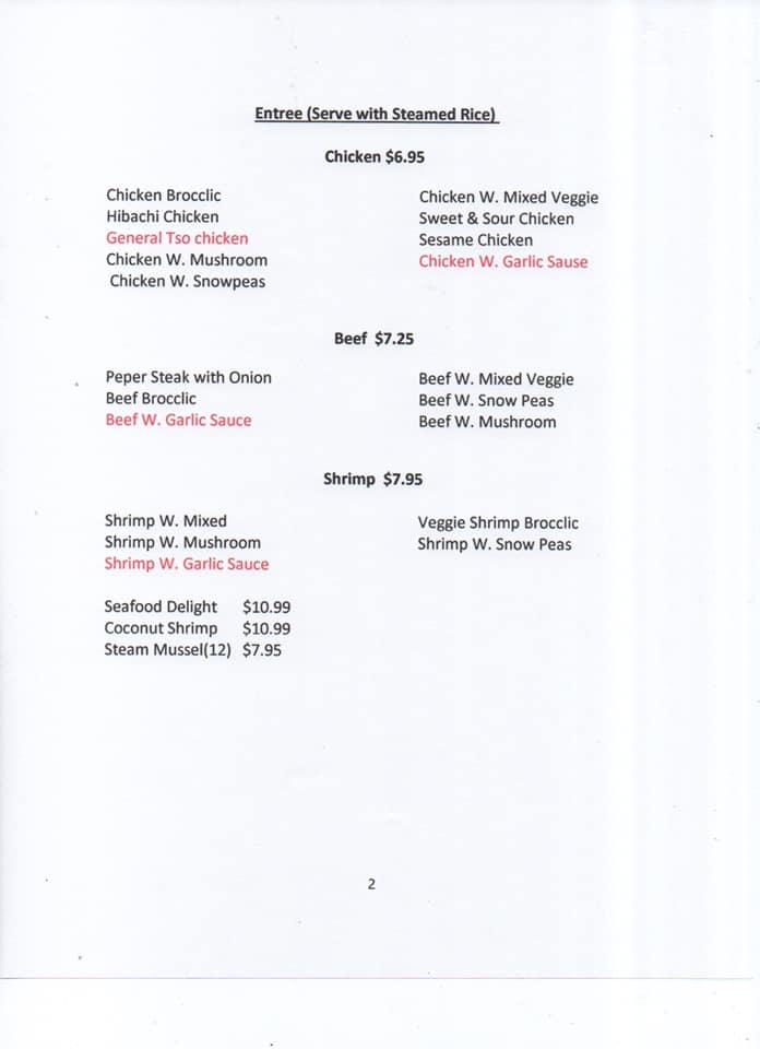 Menu at Mikata Buffet restaurant, Jensen Beach, NW Federal Hwy
