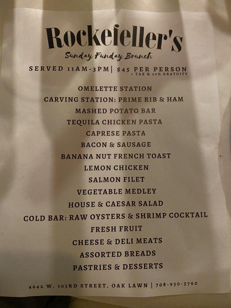 Menu at Rockefeller's steakhouse, Oak Lawn