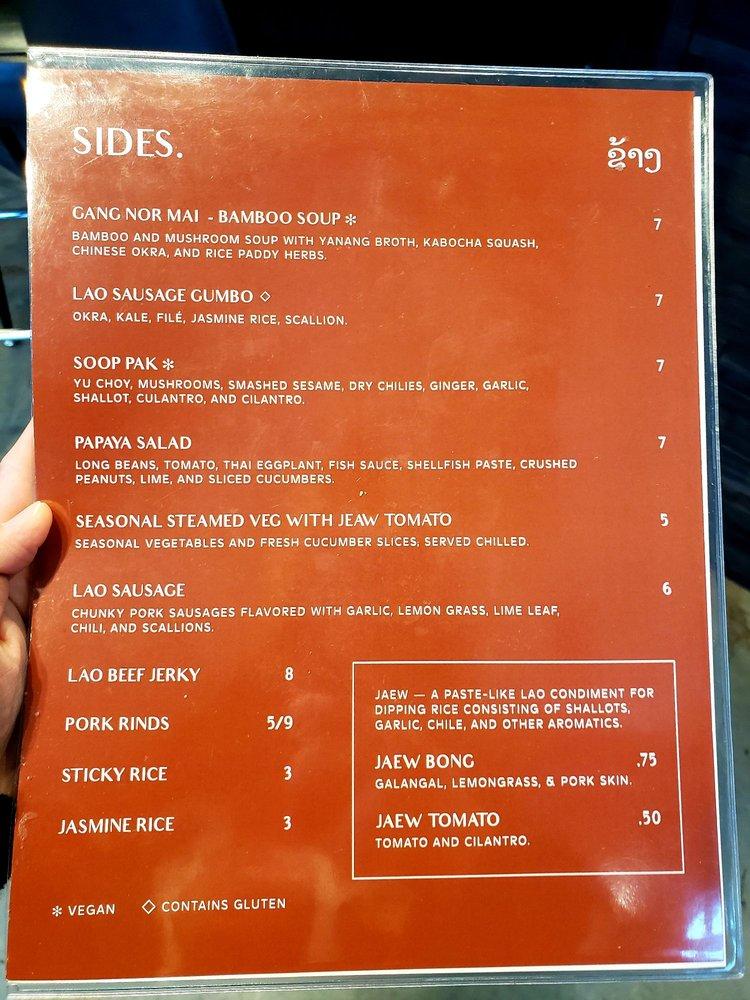 Menu at Taurus Ox restaurant, Seattle, E Madison St