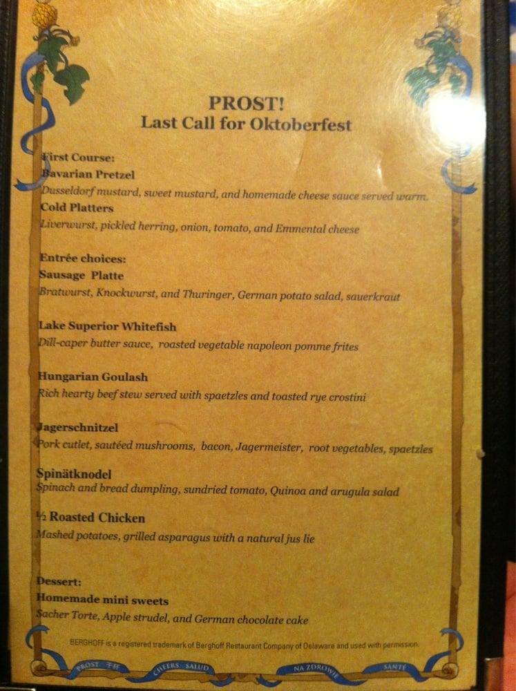 Menu at The Berghoff Restaurant, Chicago, 17 W Adams St