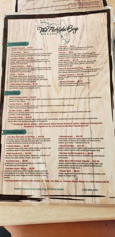 Menu at The Florida Boy Bar and Grill, Layton