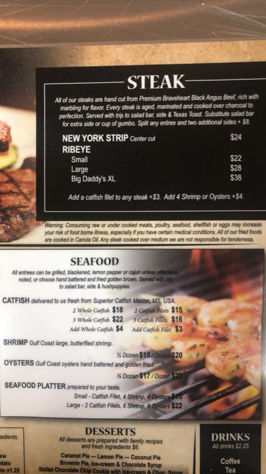 Menu at The Lodge Steak &Fish restaurant, USA, Co Rd 75