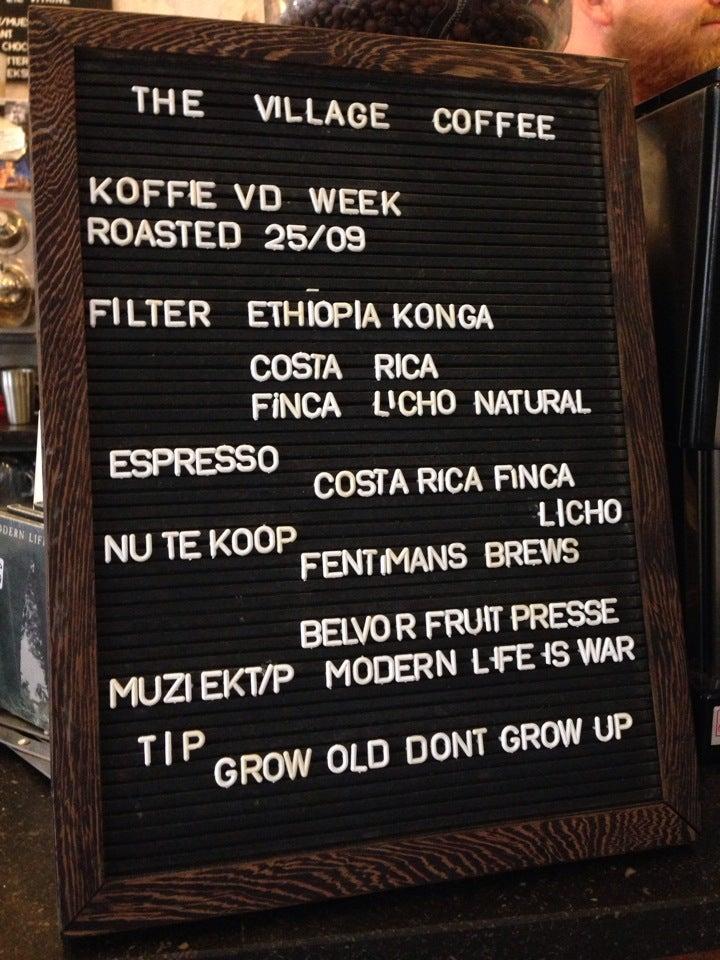 Menu at The Village Coffee & Music, Utrecht, Voorstraat 44-46