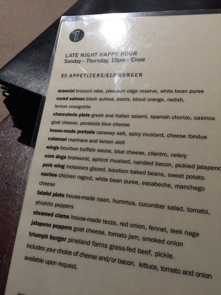 Menu at Triumph Brewing Company pub & bar, Princeton
