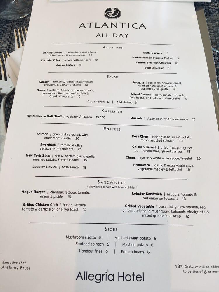 Menu at Atlantica Restaurant, Long Beach