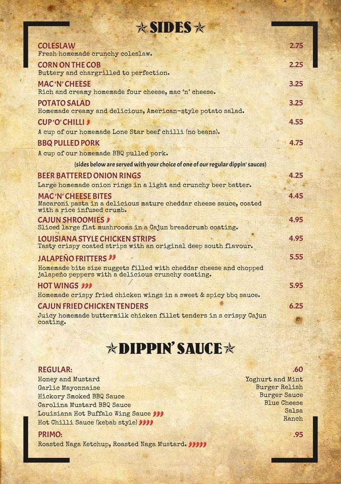 Menu at Boo Koos- Burgers-Shakes-Tex Mex restaurant, Falmouth