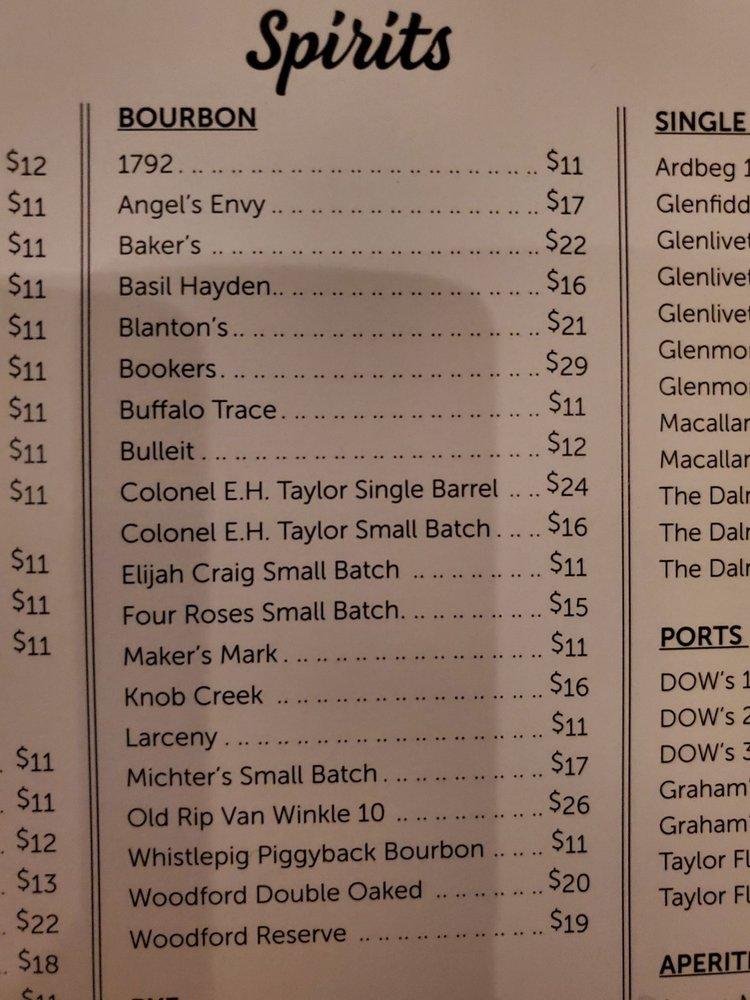 Menu at Cherokee Chophouse steakhouse, Marietta
