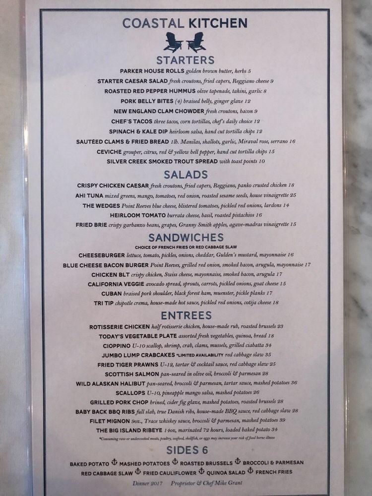 Menu at Coastal Kitchen pub & bar, Dana Point