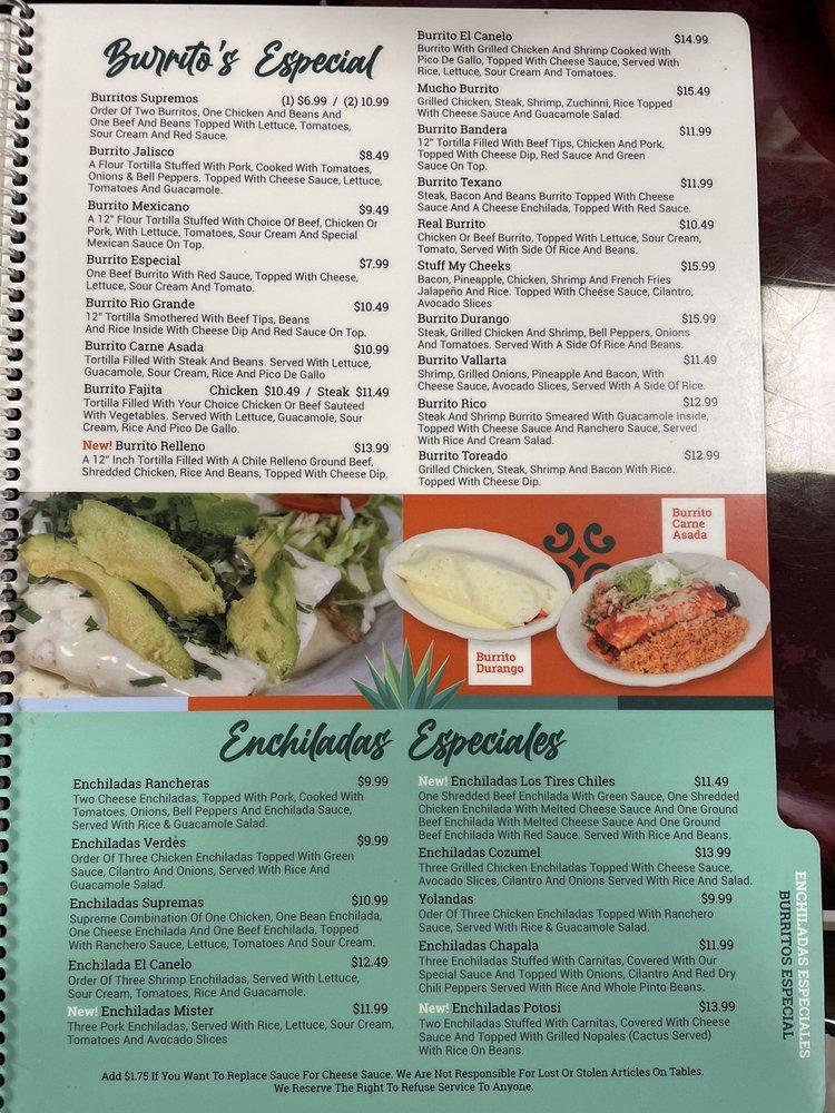 Menu at El Canelo Mexican Restaurant, North Kansas City