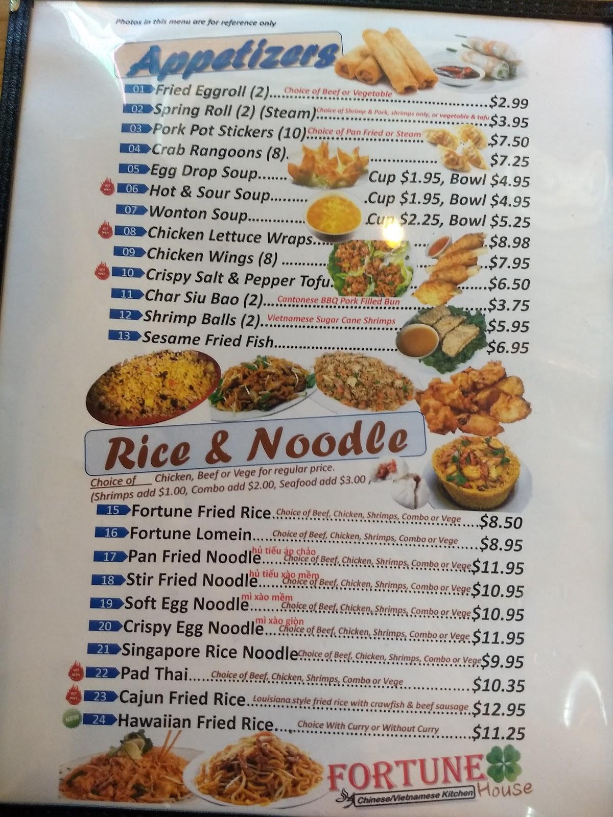 Menu at Fortune House restaurant, Hutto