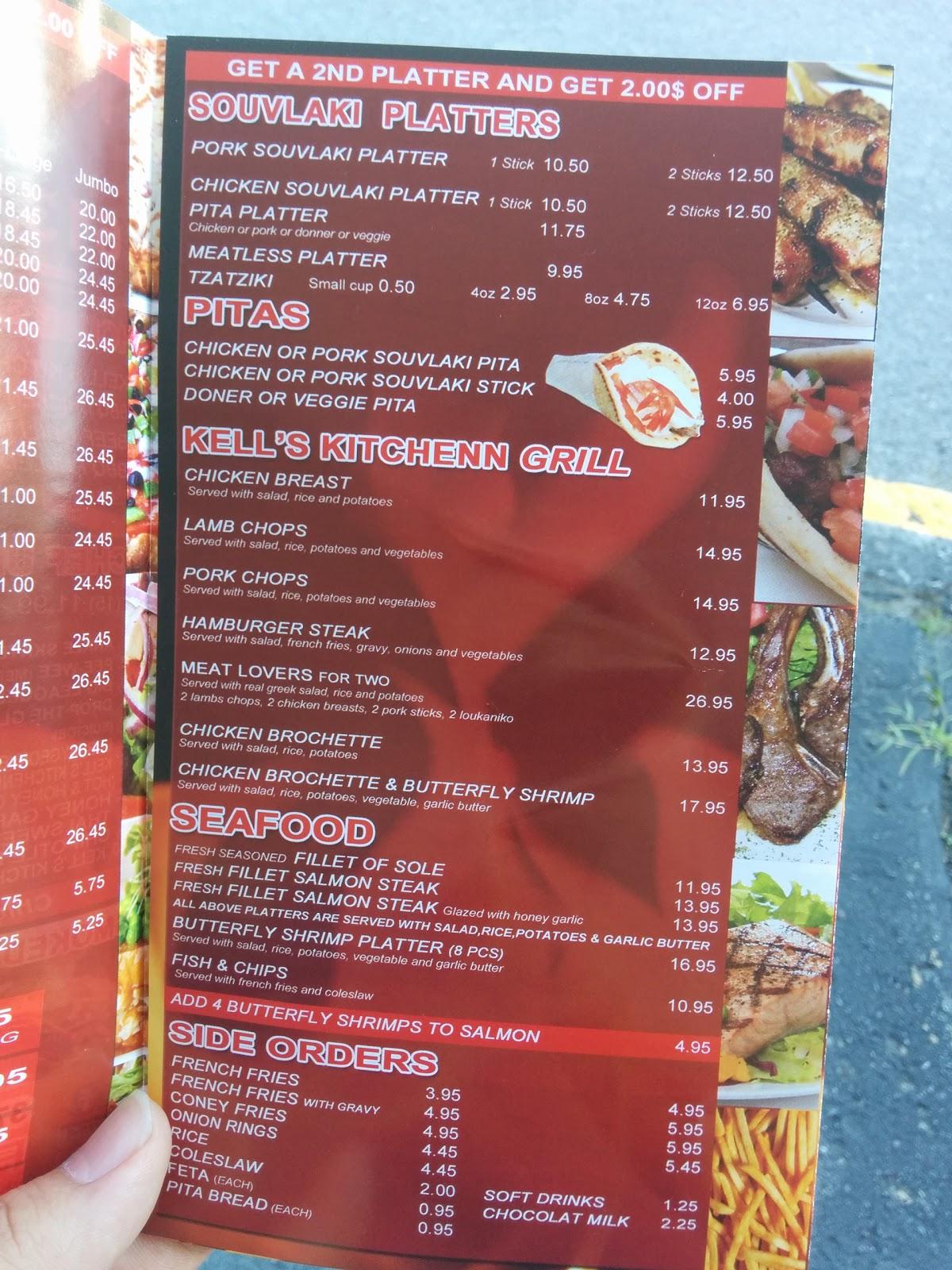 Menu at Kell's Kitchenn restaurant, Cornwall