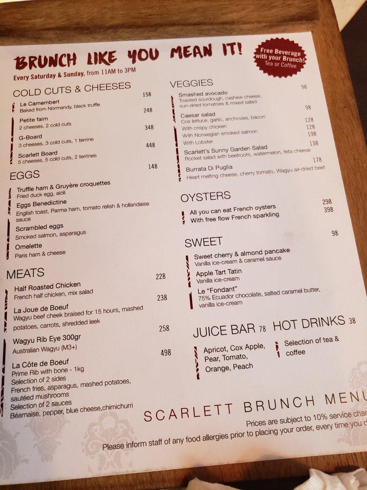 Menu at Scarlett Café & Wine Bar, Hong Kong