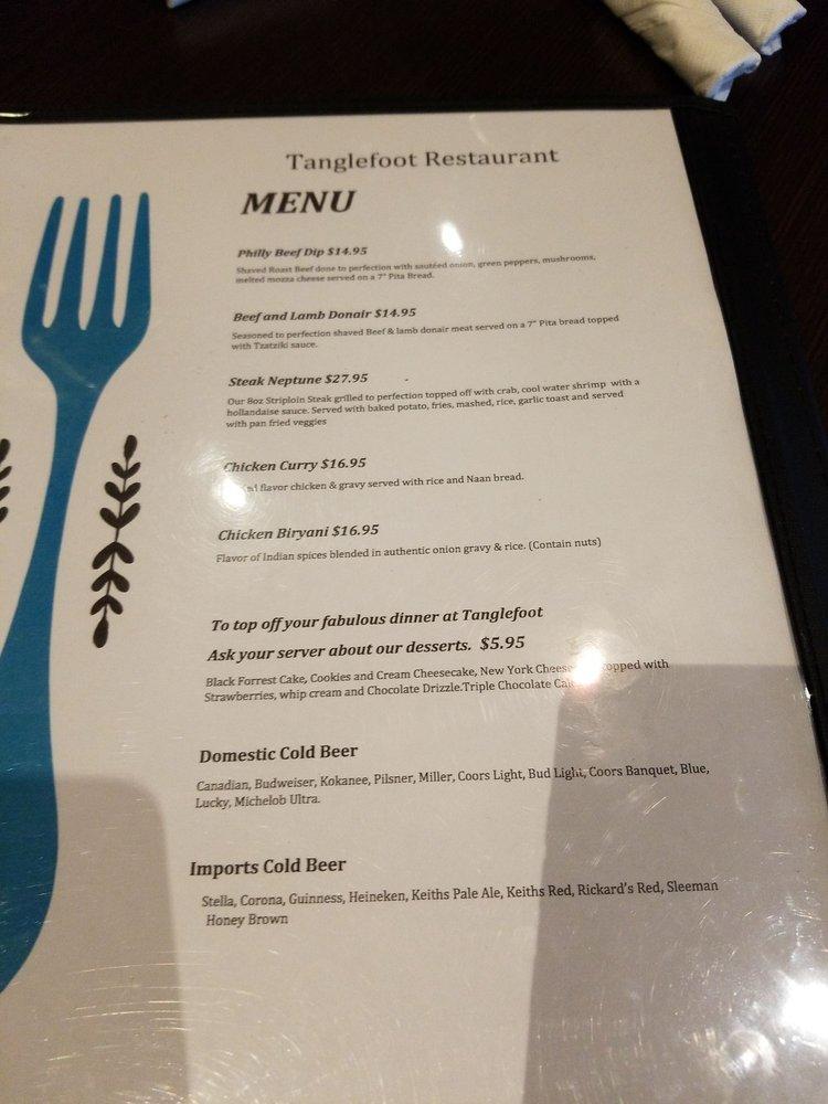 Menu at Tanglefoot Bar & Grill, Hudson's Hope
