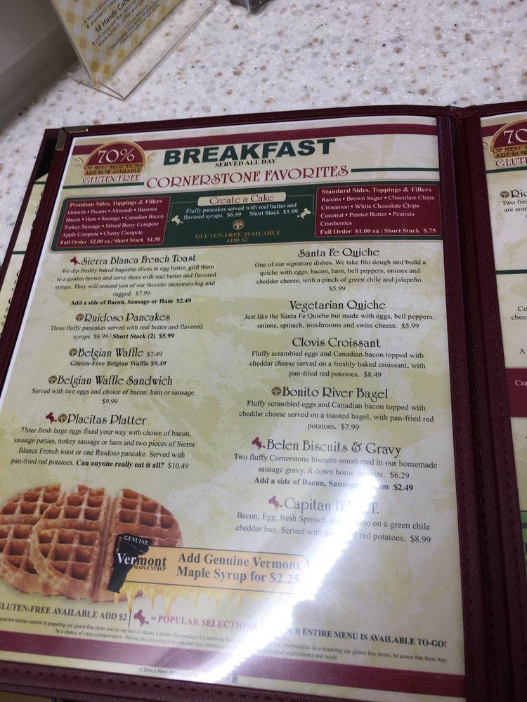 Menu at The Cornerstone Bakery & Cafe, Ruidoso, Sudderth Dr